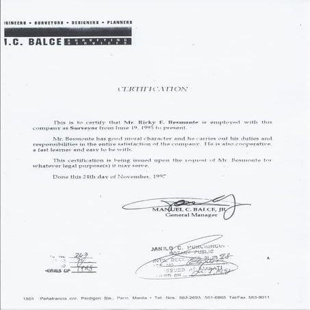 Employment Certification BOUYGUES | PDF