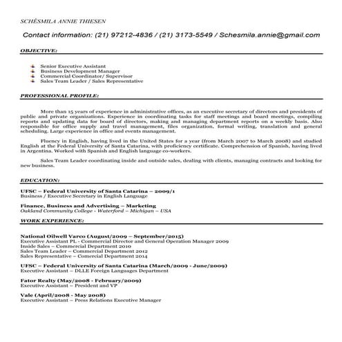 CV - Mila Thiesen - Sep 2015 | PDF