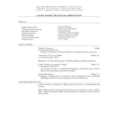Laura Beacham Arrington Resume 2015 | DOCX