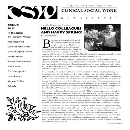 WSSCSW Spring Newsletter 13 | PDF