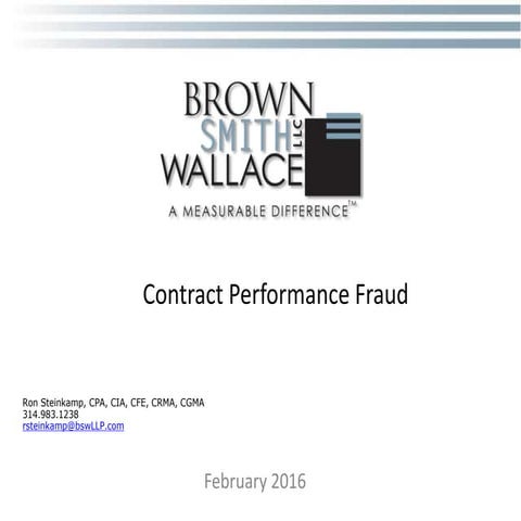 Contract Performance Fraud | PPTX