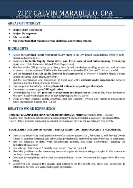 MPManzon Resume(rev) (2) | DOC | Business Accounting & Finance | Business