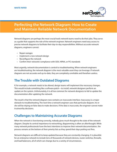 The Case For Automated Network Diagramming A Netbrain Whitepaper Pdf