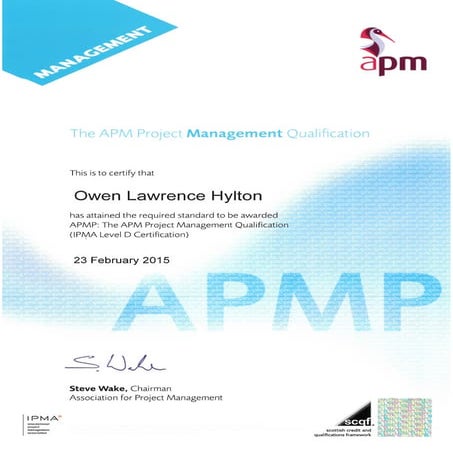 APMP Certificate with seal | PDF