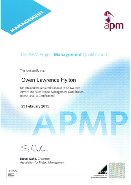 APMP Certificate | PDF