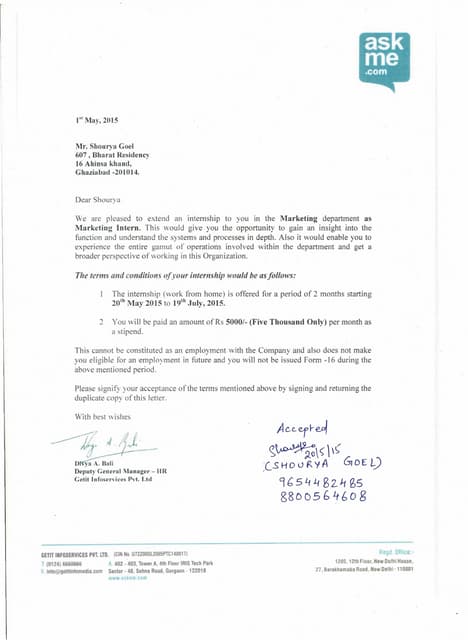 askme.com completion letter | PDF