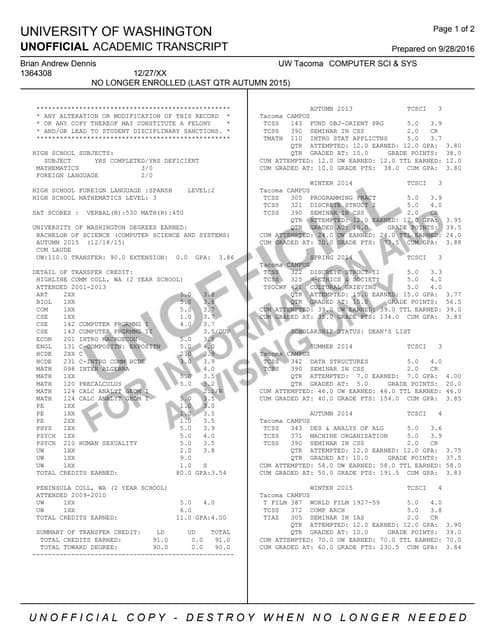UWUnofficialTranscript | PDF