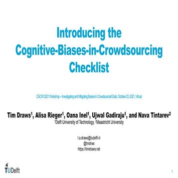 Introducing the Cognitive-Biases-in-Crowdsourcing Checklist | PPT