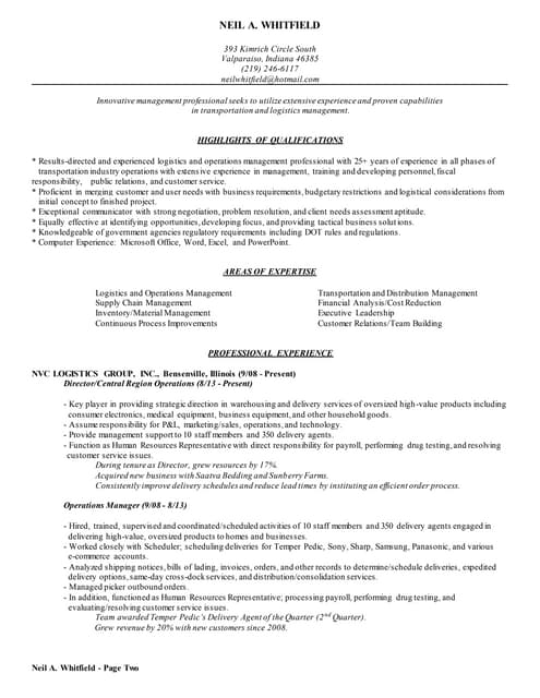 Eric Updated 2016 Resume2 | DOCX | Logistics | Business
