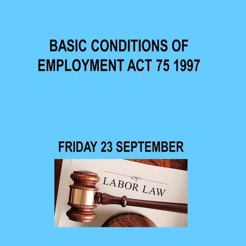 Basic Conditions Of Employment Training | PDF