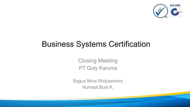 Closing Meeting Presentation for Conducting Audit | PPT