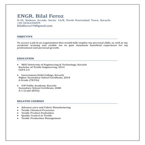 Bilal-resume | DOCX | Technology & Computing