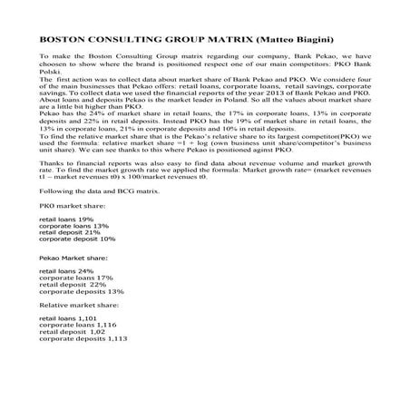 Bcg matrix bank pekao | PDF