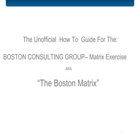 Boston Matrix exercise | PPT