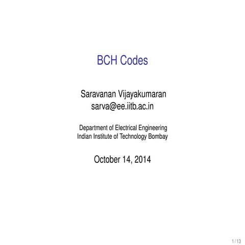 BCH CODE AND DECODING BCH | PPTX