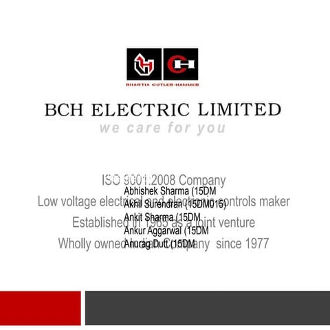 BCH Electric Limited Marketing Survey | PPT