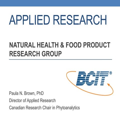 BCIT Applied Research Group NRG | PPTX