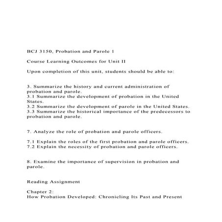 BCJ 3150, Probation and Parole 1 Course Learning Outc.docx
