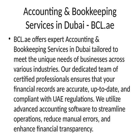 Accounting & Bookkeeping Services in Dubai | PPTX