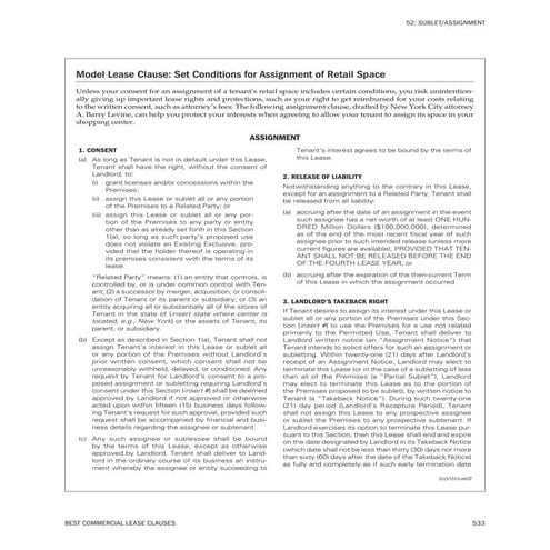 Model Lease Clause: Set Conditions for Assignment of Retail Space | PDF