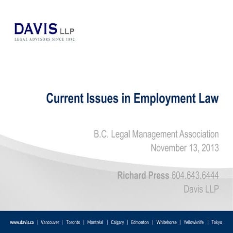 Current Issues in Employment Law | PPT