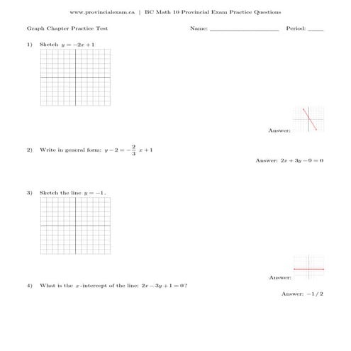 BC Math 10 Graphs Practice Test | PDF