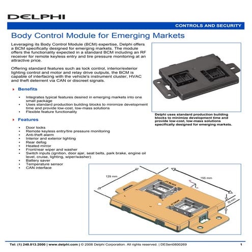 Delphi Low cost BCM | PDF | Auto Technology | Automotive