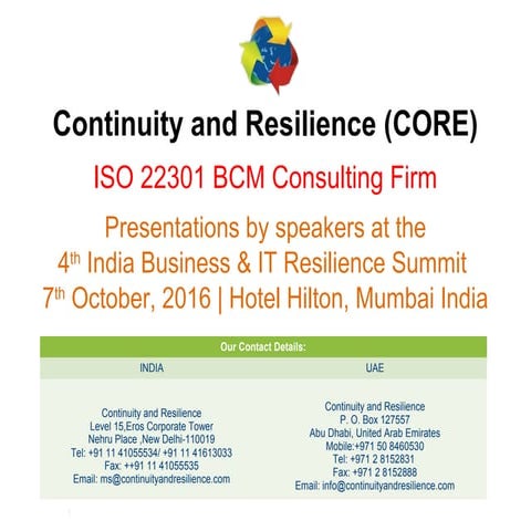 BCM integration with EHS, Crisis Management and Emergency Response . | PPT