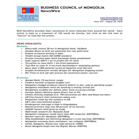 Bcm News Wire Issue 441 Pdf 