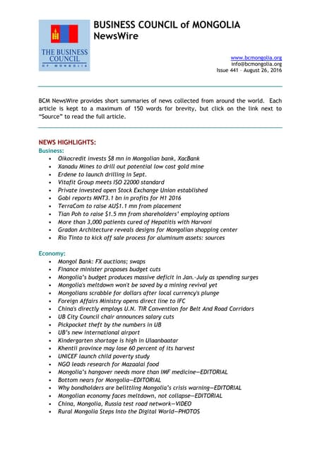 Bcm News Wire Issue 441 Pdf