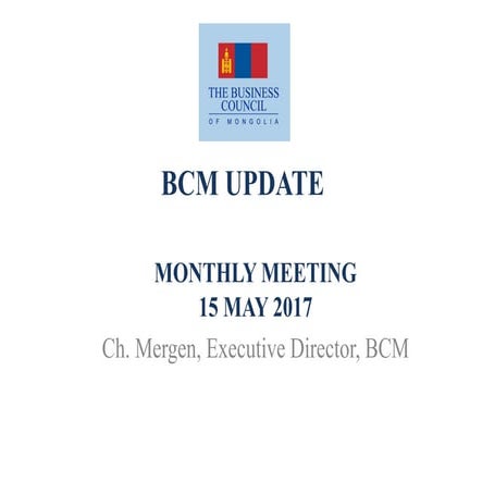 BCM update on May Monthly Meeting | PPT