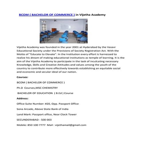 BCOM ( BACHELOR OF COMMERCE ) in Hyderabad | PDF