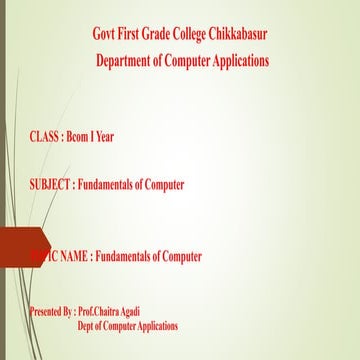 GFGC CHIKKABASUR ( FUNDAMENTALS OF COMPUTERS ) | PPT