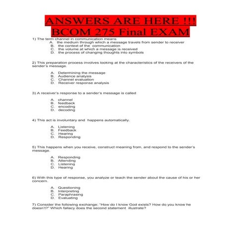 Bcom 275 final exam | DOCX