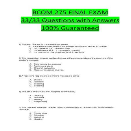 Bcom 275 final exam slide share | DOCX