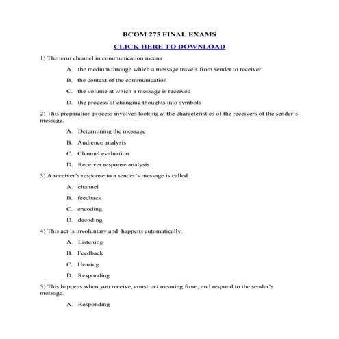 Bcom 275 final exam | DOCX