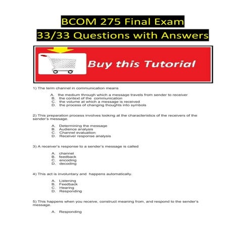Bcom 275 final exam 33 33 correct answers 100% | DOCX