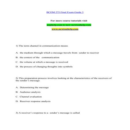 Bcom 275 final exam guide 3 | PDF