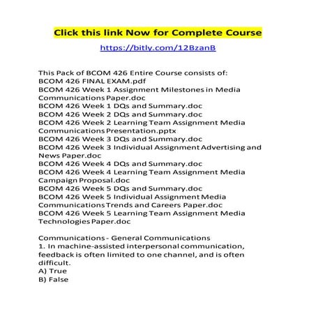 Bcom 426 entire course | PDF