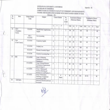 BCOM Sem III CBCS pattern Gondwana University syllabus | PDF