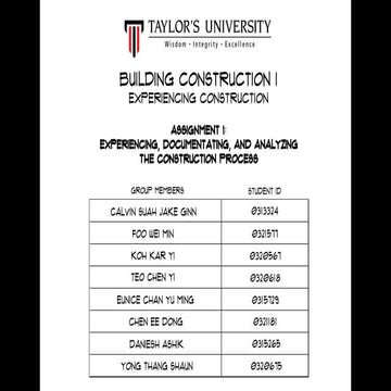 Building Construction 1: Experiencing Construction | PPTX