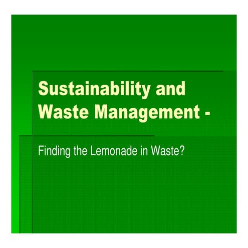 Sustainability and Waste Management | PDF
