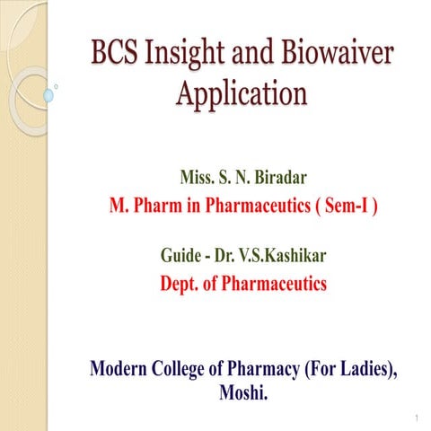 Bcs Insight and Biowaiver Application | PPTX
