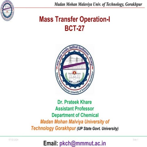 Mass Transfer operation lecture by chemical engineer | PPTX