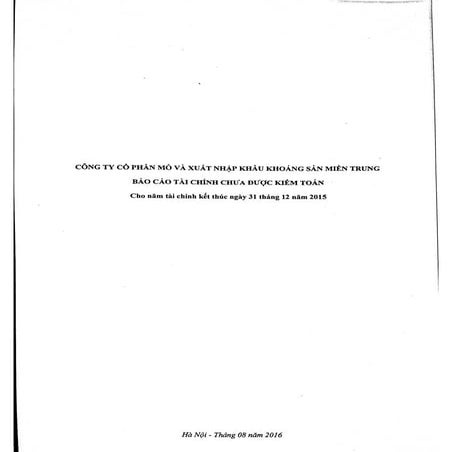 Bctc chưa kiểm toán 2015 | PDF
