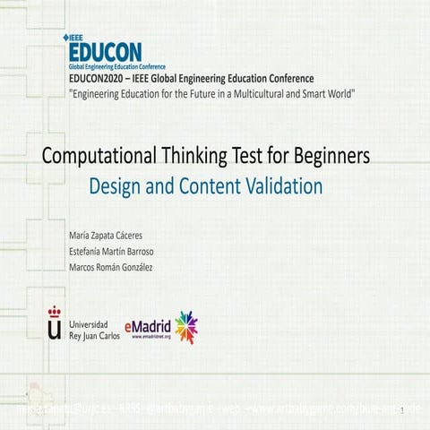 2020 04 30 «computational Thinking Test For Beginners Design And Content Validation Ppt