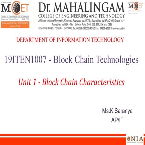 Block Chain Technologies Unit one content | PPTX | Programming Languages | Computing