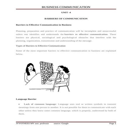Barriers of Communication in business communication | PDF