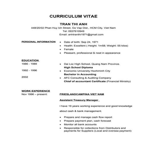 CURRICULUM -ANH | DOC | Business Banking & Finance | Business