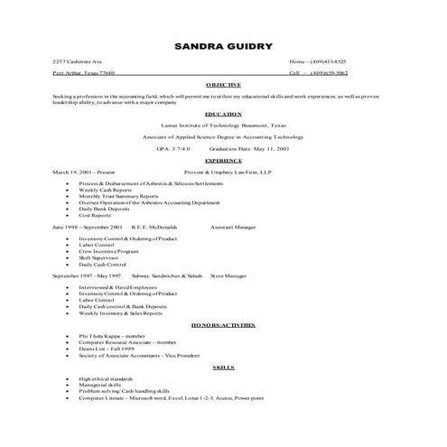 RESUME - SANDRA GUIDRY | DOCX